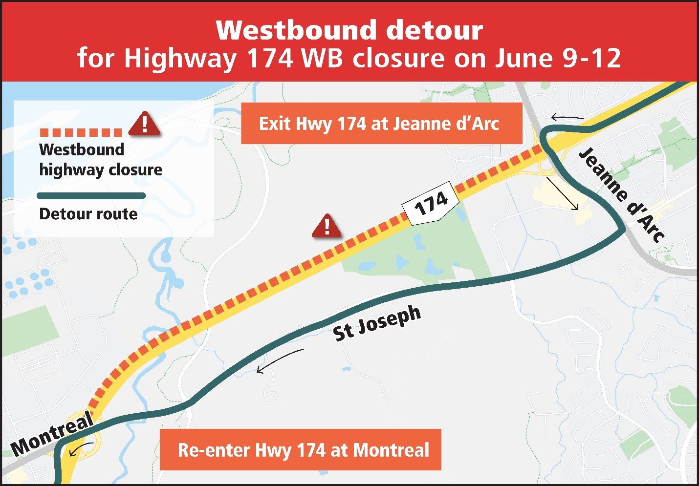 A section of Highway 174 westbound to close June 9 to 12 to advance ...